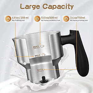 Secura Coffee Milk Frother, 5-IN-1 Electric Milk Steamer with Detachable Stainless Steel Jug Automatic Hot/Cold Foam & Hot Chocolate Maker with LED Touch Screen, Temperature Display, Induction Heating