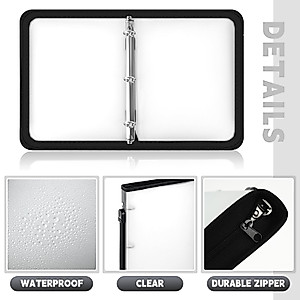 Teling 4 Pcs 1 Inch Clear Zipper Binder with 3 Ring Zipper Binder, Refillable Plastic Clear File Organizer Planner for Projects, Assignments, Memos, School Work, 13.2 x 10 Inch