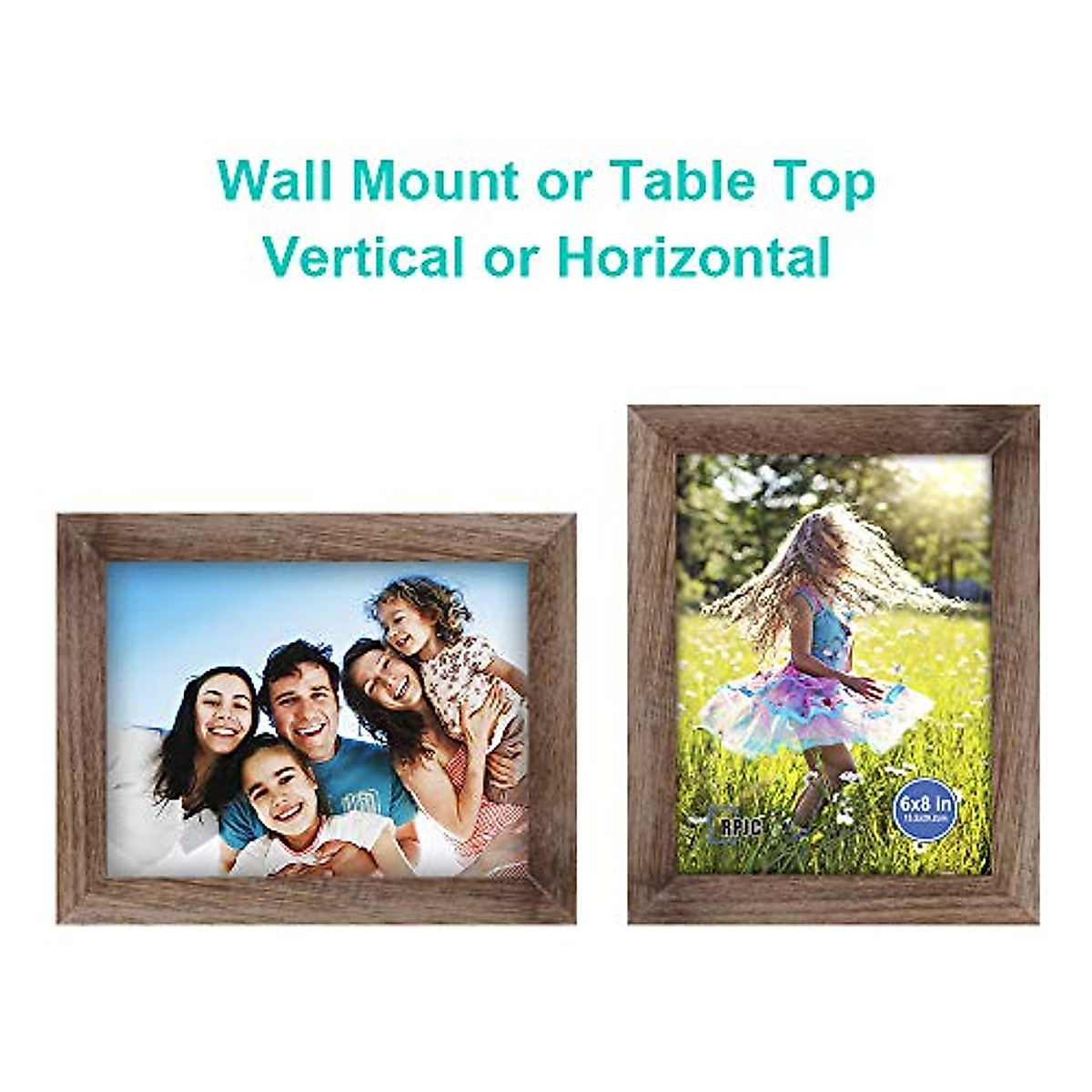 RPJC 6x8 inch Picture Frame Made of Solid Wood and High Definition Glass Display Pictures for Table Top Display and Wall Mounting Photo Frame with Stand Carbonized