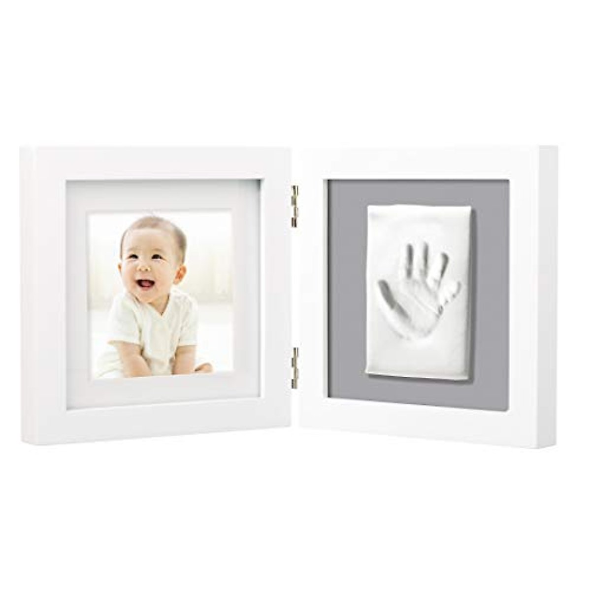 Little Pear Baby's Print Keepsake Desk Frame, Handprint And Footprint Imprint Kit, Folding Tabletop Frame, 4x6 Photo Insert, Gift For New And Expecting Moms, White
