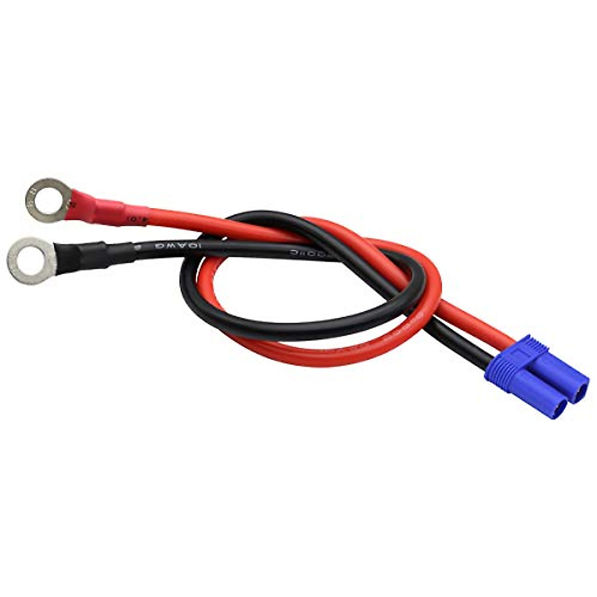 AAOTOKK EC5 to O Ring Terminal Cable,EC5 Female to O Ring Eyelet Terminal Plug Connector Cable 10AWG RC ESC Charger Side Power(40cm/15inch)