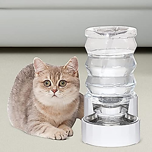 RIZZARI Automatic Pet Waterer, 3.6L Gravity Stainless Steel Water Dispenser, 100% BPA-Free, Large Capacity Water Feeder for Cats and Small and Medium-Sized Dogs(White, Minimum)