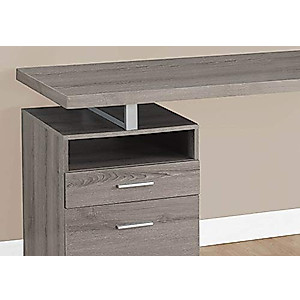 Monarch Specialties Computer Writing Desk for Home & Office Laptop Table with Drawers Open Shelf and File Cabinet-Left or Right Set Up, 60" L, Dark Taupe