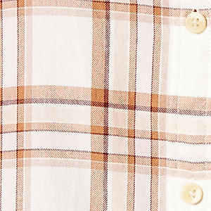 Amazon Essentials Women's Classic-Fit Long-Sleeve Lightweight Plaid Flannel Shirt, Black White Large Plaid, Medium