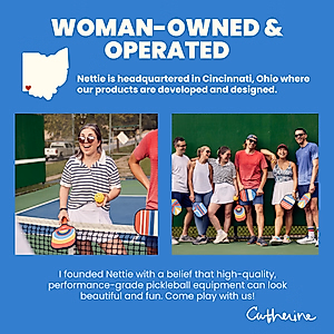 Nettie Pickleball Co - Pickleball Paddle Set of 2 | Double Pack | Lightweight Carbon Fiber Honeycomb Core | Includes 2 Pickleball Balls & 2 Sweatbands | Premium Material (Ashbury and Bainbridge)