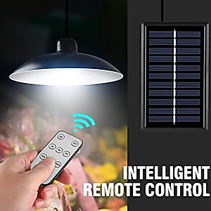 kekafu Solar Pendant Light Outdoor Waterproof LED Porch-Light with Remote Control Solar Intelligent Chandelier Hanging Lights for Garden Yard Patio Balcony Home Decoration, White