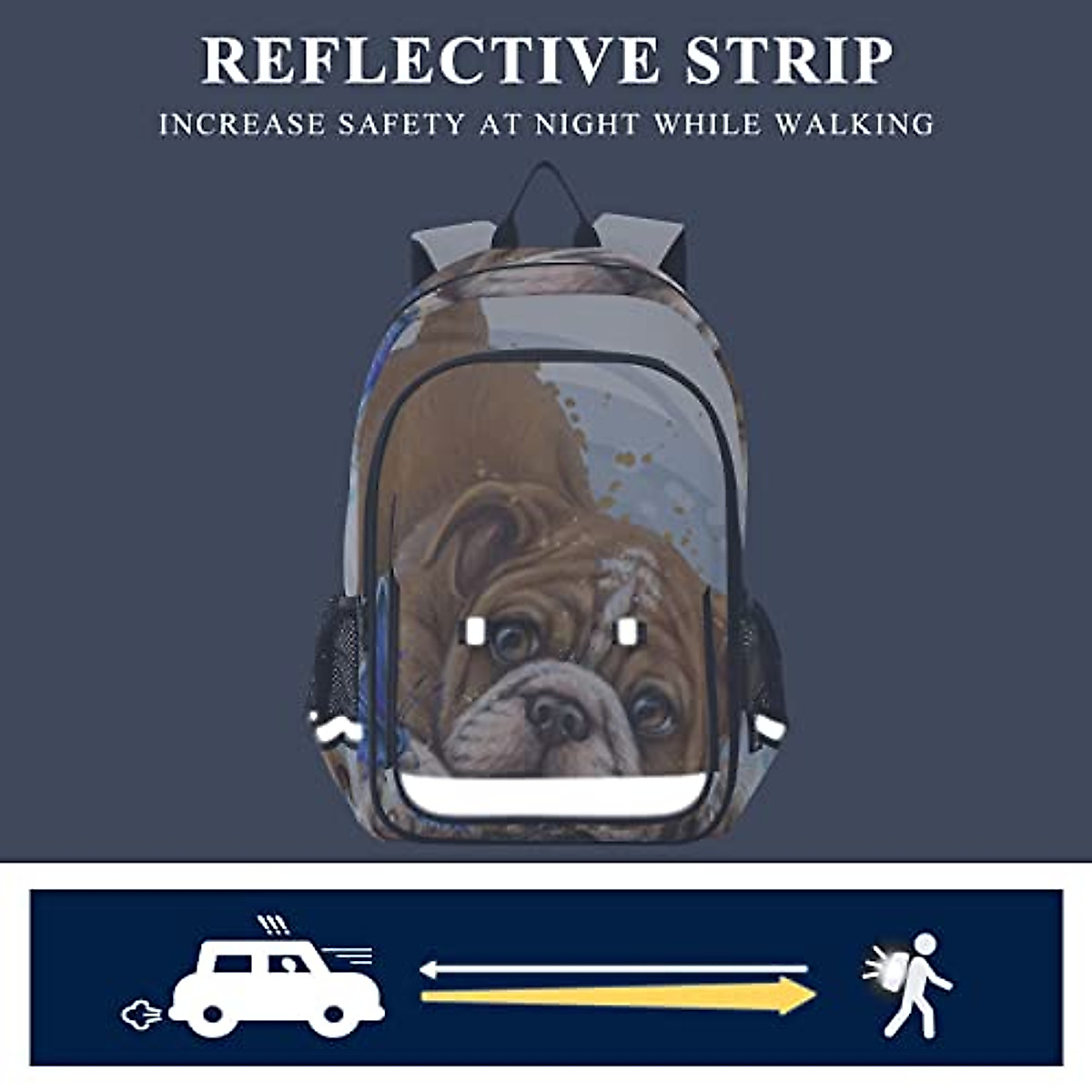 ALAZA Cute Dog Print Bulldog Puppy Laptop Backpack Purse for Women Men Travel Bag Casual Daypack with Compartment & Multiple Pockets