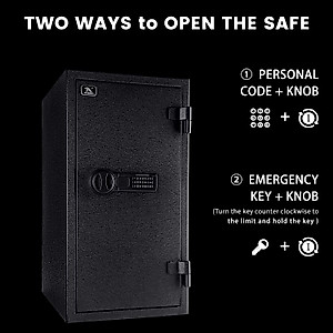 TIGERKING Safe Box,Fireproof Safe,3.47 Cubic Feet,Large Steel Money Safe Home Safe with Digital Lock for Home and Office Black