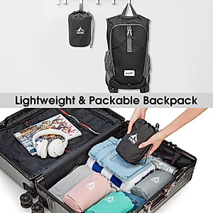 G4Free 10L Hiking Backpack, Lightweight Small Hiking Daypack Small Outdoor Travel Foldable Shoulder Bag, Black