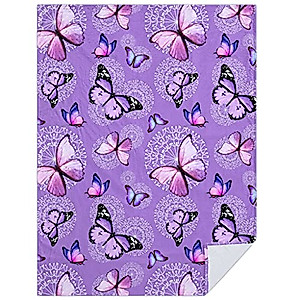 Butterfly Blanket Purple Butterflies Throw Blanket Ultra Soft Flannel Beautiful Butterfly Blanket Gifts for Adults Kids 50"x40"