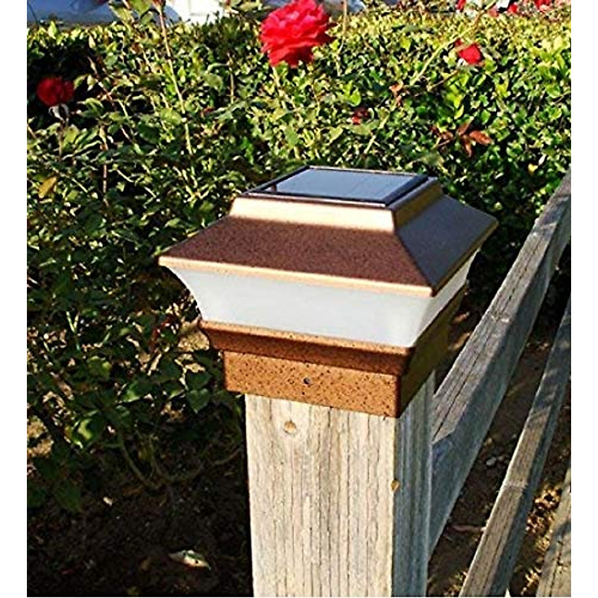 4 Pack Solar Powered Copper Outdoor Garden Deck Patio Fence Pathway Post Light for 4x4 Wood Posts