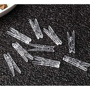 50PCS Clear Plastic Mini Spring Hanging Clips Clamps Holder Clothing Pins Paper Photos Clothes Line Clip Clothespins Clip Hanger Clips Laundry Clothespins(3.5cm x 0.7cm x 1cm)