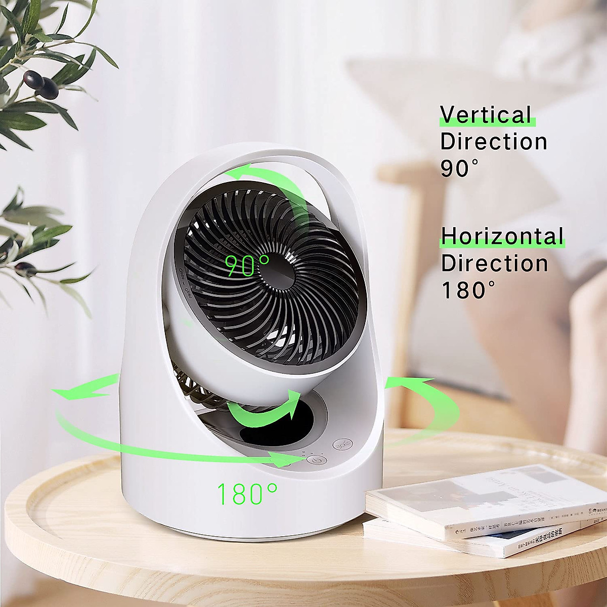 NewGod Rechargeable Air Circulator Fan Small Oscillating Desk Fan with LED Light 4 Wind Speeds USB Powered Cordless Quiet Table Fans for Bedroom Office Home（4400mAh） White1