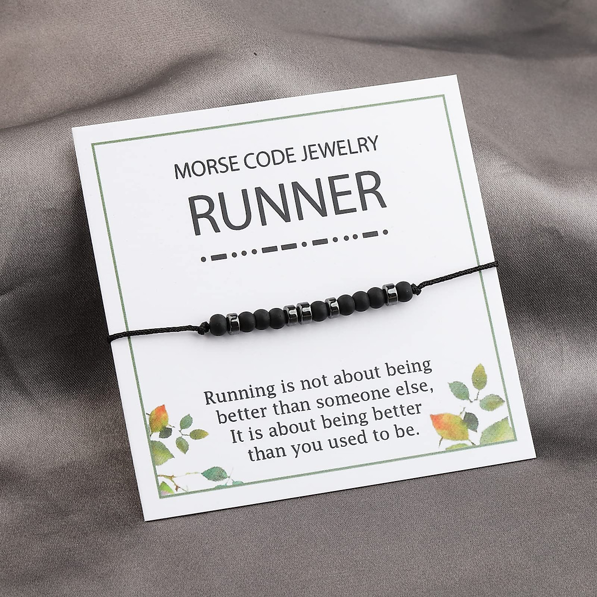 WSNANG Runner Gift Runner Morse Code Bracelet Running Lover Gifts Fitness Gym Gift for Runner Cross Country Running Gift (Runner MC Br-2)