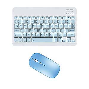 Super Space Wireless Bluetooth Keyboard and Mouse Combo, Ultra-Thin 2.4 GHz Wireless Keyboard and Mouse for iPad Pro/iPad Air/iPad 9.7 and Other iOS Android Windows Devices,Blue