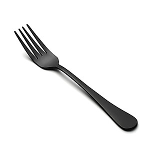 LIANYU Black Salad Forks Set of 12, Stainless Steel Silverware Flatware Forks, Appetizer Dessert Forks for Home Restaurant Wedding Party, Mirror Finish, Dishwasher Safe