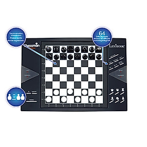 Lexibook Chessman® Elite Interactive Electronic Chess Game +, 64 Levels of Difficulty, LEDs, Family Child Board Game, Black/White, CG1300US