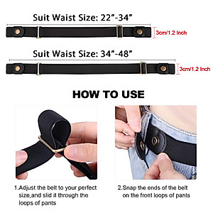 SUOSDEY 4 Pieces No Buckle Elastic Stretch Belts for Men Women, Comfortable Buckle Free Invisible Belts for Jeans Pants