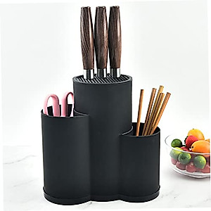 Unomor Knife Storage Kitchen Utensil Organizer Cutter Holder Countertop Block Silverware Drying Rack Chopstick Organizer Multi-function Cutter Storage Holder Makeup Brush Holders Pp Black