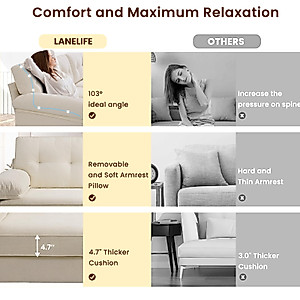 LANELIFE 83.07" W 3-Seat Sofa, L Shaped Reversible Sectional Sofa Bed,Extra Wide Convertible Chaise Lounge with Removable Cover, Chenille Couch for Living Room, Apartment and Small Space (White)