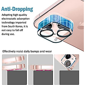 QHOHQ [3 Pack Tempered Glass Camera Lens Protector for iPhone 14/13 [6.1 Inch]/14 Plus 6.7"/13 Mini 5.4 Inch, Ultra HD, 9H Hardness, Scratch Resistant, with [Removal Tool] [Support night shooting]