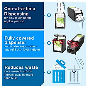 Tork Xpressnap Fit® Counter Napkin Dispenser Black N14, Signature Range, One-at-a-time Dispensing, 5.6" x 4.8" x 12.8", 7432000