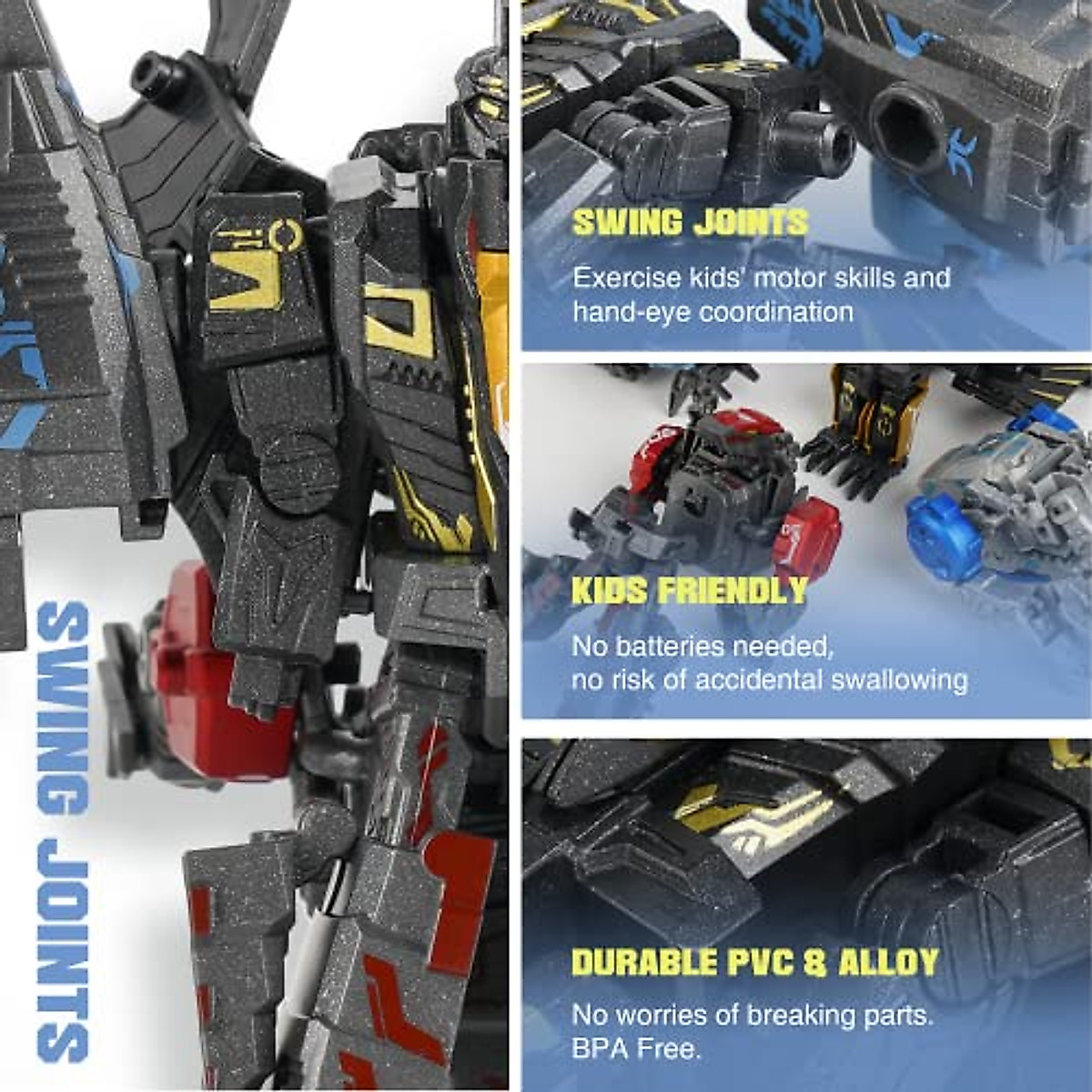 11 Shapes Dinosaur Transforming Robot Toys for Kids 6+, 4 Packs STEM Transformed Action Figure, 4-in-1 DinoRobot Alloy Model Toys, Birthday Gifts for Boys Girls Age 6 7 8 9 10+ Year Old