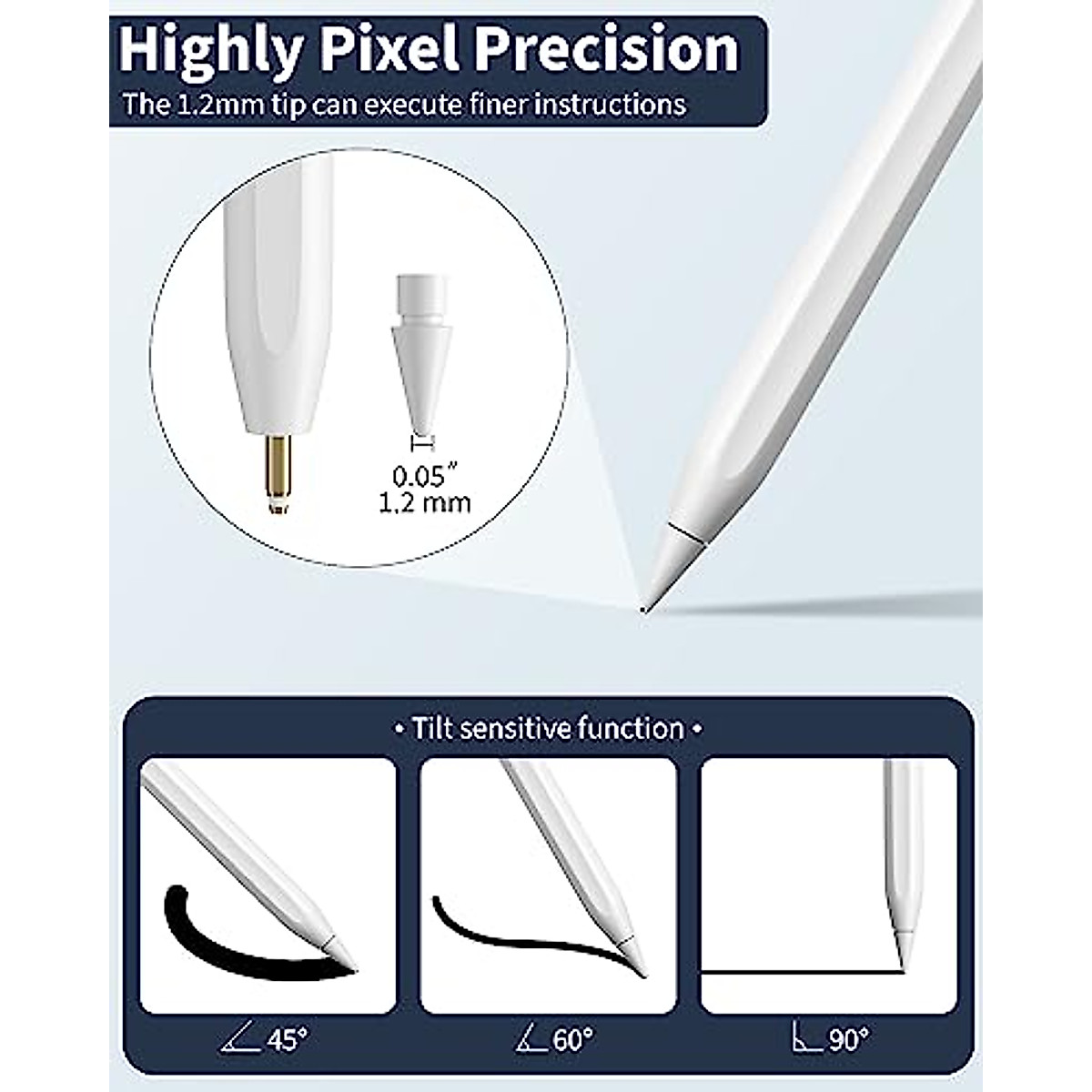 Minibesky iPad Pencil 2nd Generation with Magnetic Wireless Charging,With Apple Pencil Magnetic Charger,Compatible with iPad 6/7/8/9/10,iPad Pro 11 in 1/2/3/4,iPad Pro 12.9 in 3-6th,iPad Air,iPad Mini