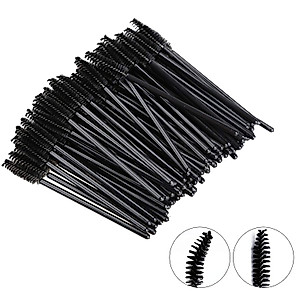 GUMIKE 100 Pcs Disposable Eyelash Mascara Brushes for Eye Lashes Extension Eyebrow and Makeup (Black)
