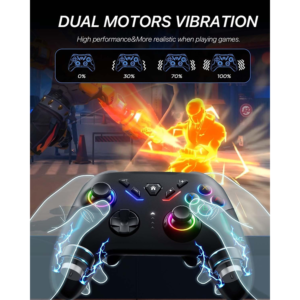 Switch Controllers, Nin-tendo Switch Controller Compatible with Switch/Switch Lite/Switch OLED/IOS/Android/Windows, Wireless Switch Pro Controller with LED Color Light/Dual shock/Turbo/Motion Control