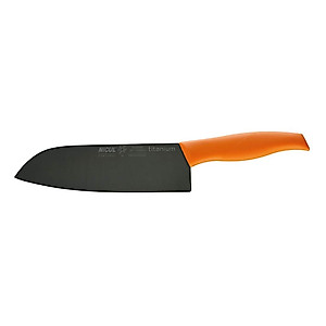 Nicul 7" Santoku Knife - Titanium Blade - Orange PP Handle