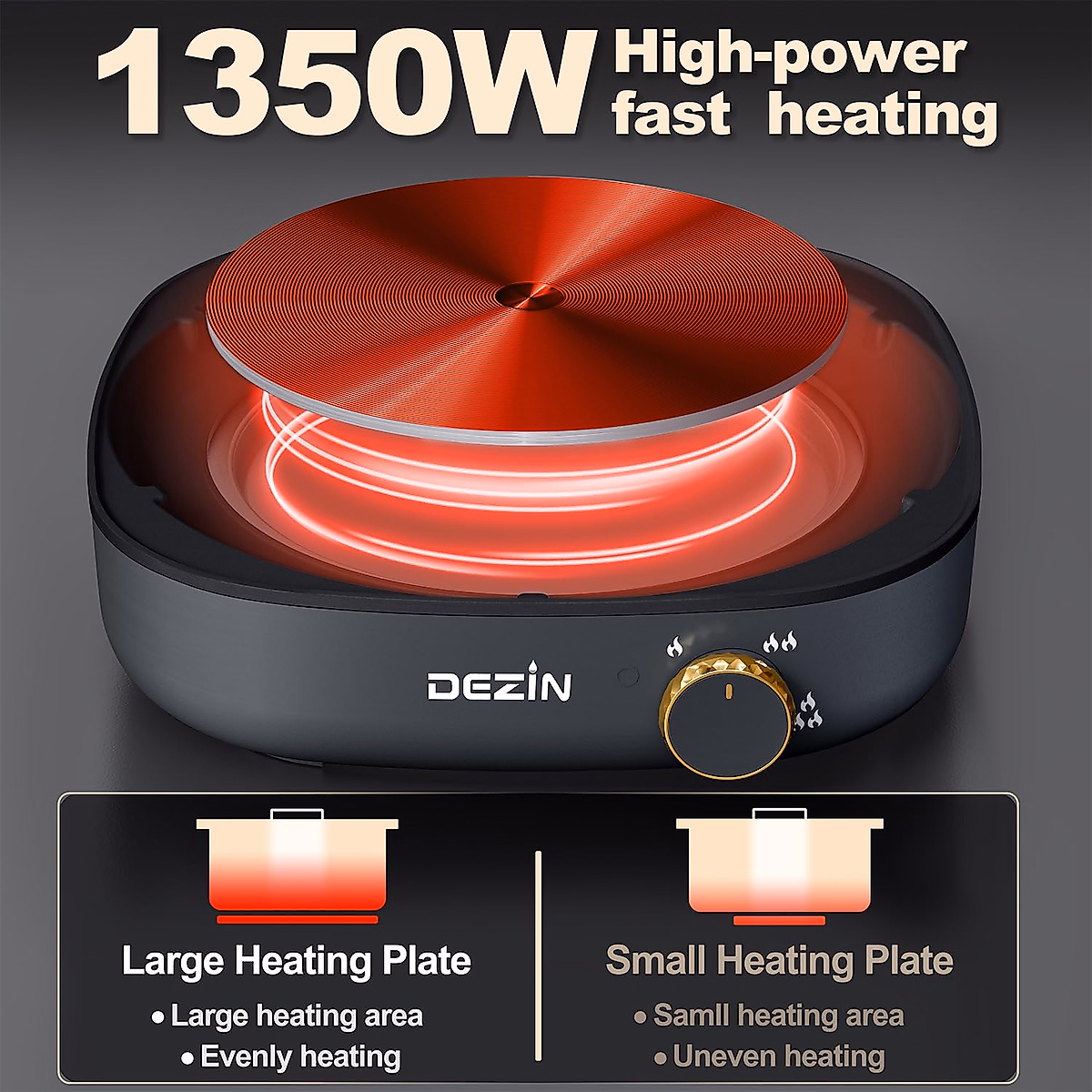 Dezin Hot Pot Electric with Divider, 4L Electric Shabu Shabu with Dual-Flavor Pot,3.7" Depth Nonstick Dual Side Electric Pot with Multi-Power Control for Party, Family and Friend Gathering