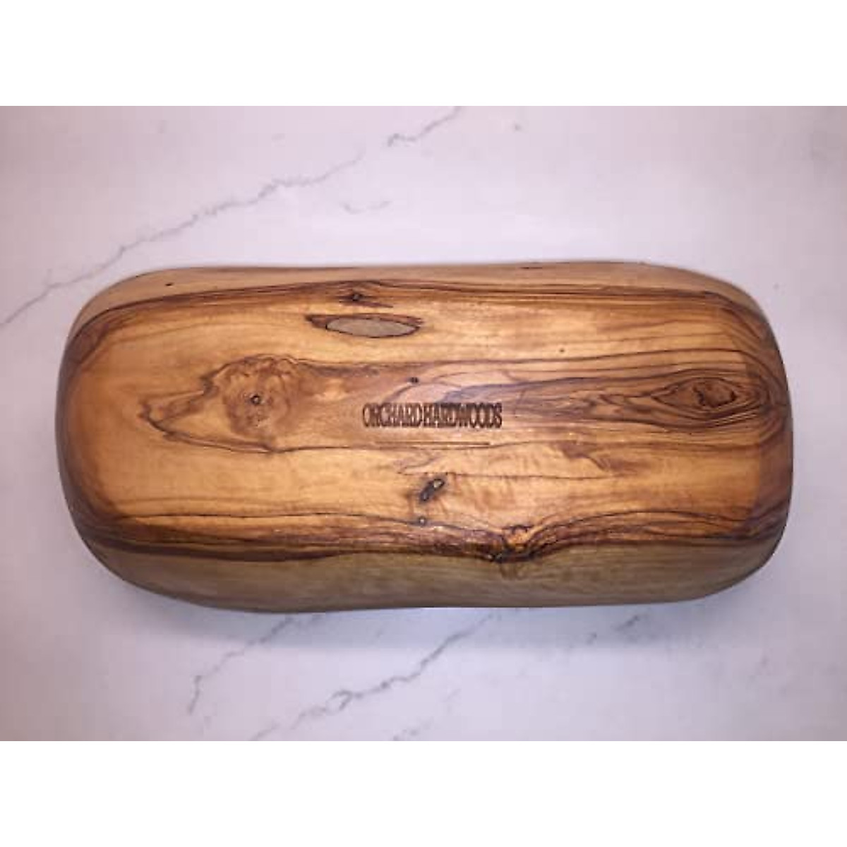 Orchard Hardwoods 10" Rustic Oval Artisan Olive Wood Dough Bowl Bread Basket Boat Shaped - Live bark edge. Natural Server for Fruit, Salads, Chips, Popcorn. In Lg 10" or XL 12". (Large 10x5-6x4)
