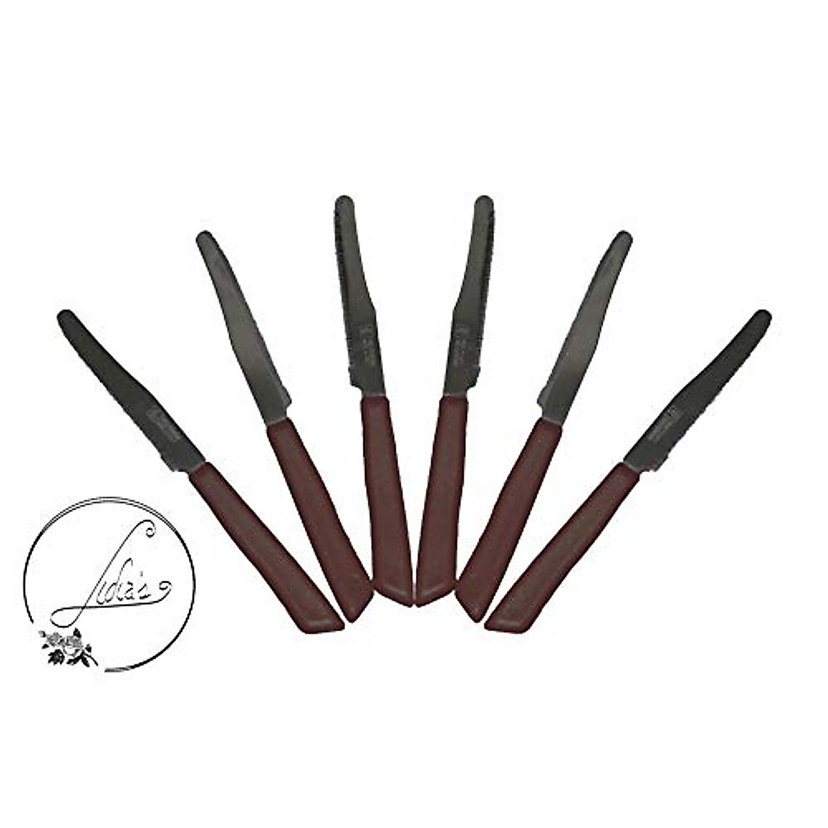 6 kitchen Knifes (Knives) - Italian Stainless Steel Vegetable/Steak/Table Knife Cutlery (Brown)