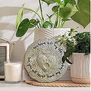 Lily's Home Pet Memorial Stone Engraved “You Have Left My Life, But You Will Never Leave My Heart” Outdoor Garden Grave Marker Stepping Stone or Wall Display in Memory of Loved Dog or Cat, Polyresin