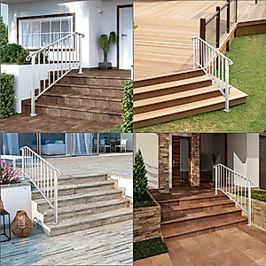 Zwinz Adjustable Handrails for Outdoor Steps, Handrail Picket #4 Fits 4 or 5 Steps, Mattle Wrought Iron Handrail, Stair Rail with Installation Kit for Outdoor Steps