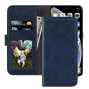MILEGAO Case for Samsung Galaxy S9 Plus, Magnetic PU Leather Wallet-Style Business Phone Case,Fashion Flip Case with Card Slot and Kickstand for Samsung Galaxy S9 Plus 6.2 inches-Blue