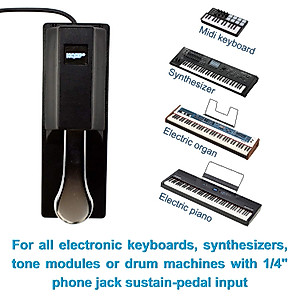 HQRP Sustain Pedal compatible with Yamaha YPG-235 / YPG-535 / YPT-230 / YPT-330 / YPT-240 / PSR-E243 / MM6 / MM8 / MO6 / MO8 / MOX6 / MOX8 / MX49 / MX61 Keyboards