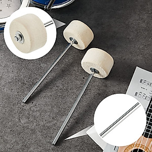 2 Pieces White Felt Bass Drum Beater Set, Kick Drum Foot Pedal Beater Drum Accessories Parts for Kick Drum Pedal