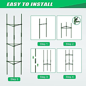 DoCred 3 Pack Tomato Cage, Plant Supports Garden Stakes, Up to 49IN Multi-Functional Garden Trellis Stakes for Climbing Plants Vegetables Flowers