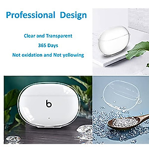 Soft TPU Transparent Case for Beats Studio Buds Case 2021, Shockproof Case Warterproof Case Cover Protective Case with Keychain (Transparent)