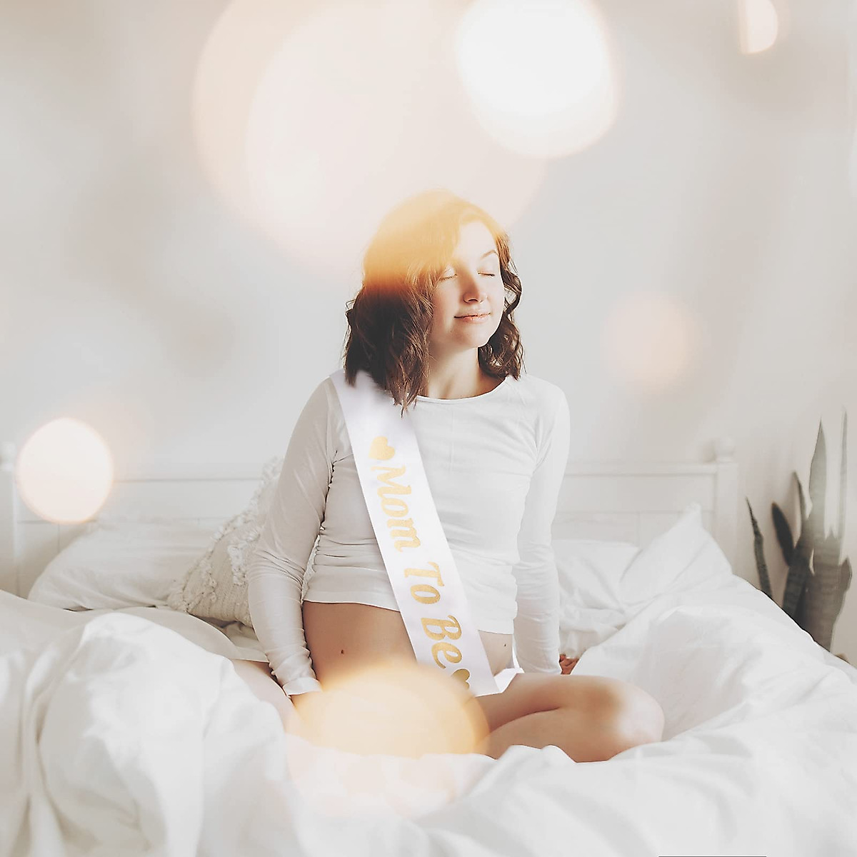 Baby Shower Maternity Sash Belly Belt, Mom to Be & Dad to Be Button Pin, Pregnancy Maternity Flower Sash Belt for Gender Reveal (Khaki)