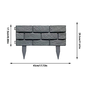 Hidyliu Set of 4 paving stones, garden palisade flower bed edging, paved stone effect, lawn edging granite, plant decoration, 45 cm x 29.5 cm (L x H), for lawn or patio (grey)