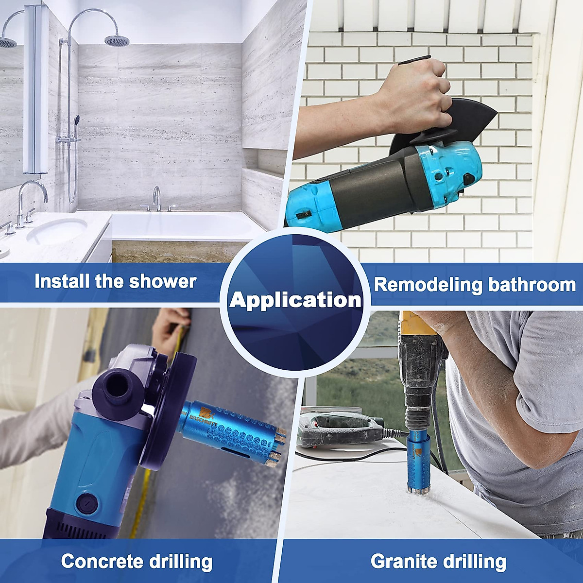 Diamond Core Drill Bit,Adapter，BRSCHNITT 1-1/2 Inch Laser Welded Diamond Hole Saw for Granite Marble Solid Block Stone Reinforced Concrete,Dry or Wet Drilling (38mm)