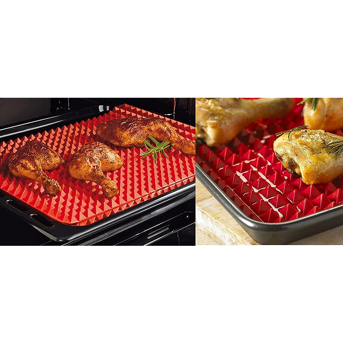 Top Pyramid Pan | 16 x 11 inches Large Red Pyramid / Raised Cone Shaped Healthy Silicone Mat for Cooking, Baking and Roasting | Superb Non-Stick Food Grade Silicone | Dishwasher Safe Series