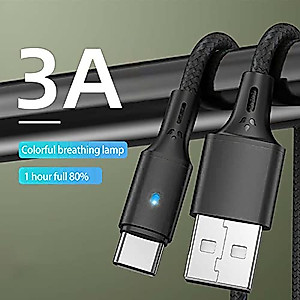BGNTBUK Type C to Type C Cable 3A Super Fast Charge Braided Alloy LED Front Light Data Cable Suitable for Type C Charging Cable Usb3 Extension Cable 25 Ft