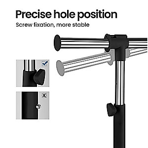 LiaMeE Free Standing Clothing Rack on Wheels, Adjustable Garment Rack & Organizer, Extendable Rolling Clothes Rack with Shelf & Grid, Easy Assembly Standard Rod for Hanging Clothes, Black & Chrome