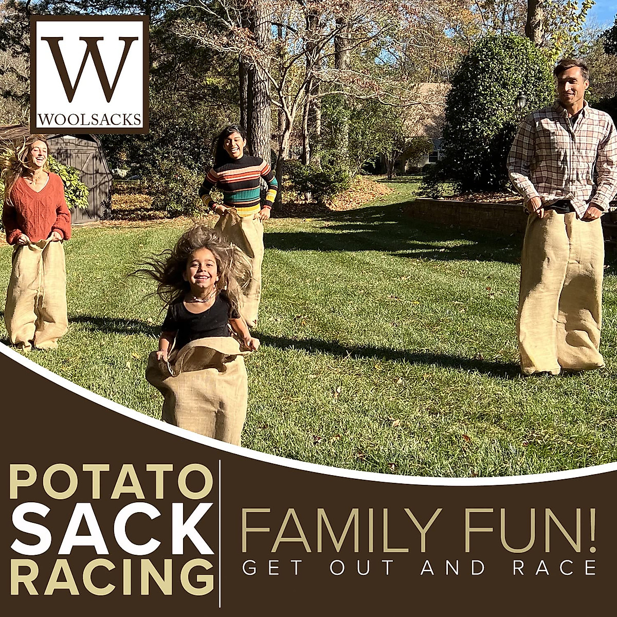 Woolsacks Potato Sack Race Bags for Adults | Large 24" x 40" Burlap Sacks for Sack Races | Great for Birthday Parties, Outdoor Events, Gardening, & More (Pack of 5)