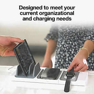 Scosche BLKIT1WT BaseLynx Modular Charging System - Wireless Charging Station with Apple Watch Charger - Qi-Certified Charger - Multi Device Charging Station with USB Ports for Portable Devices, White
