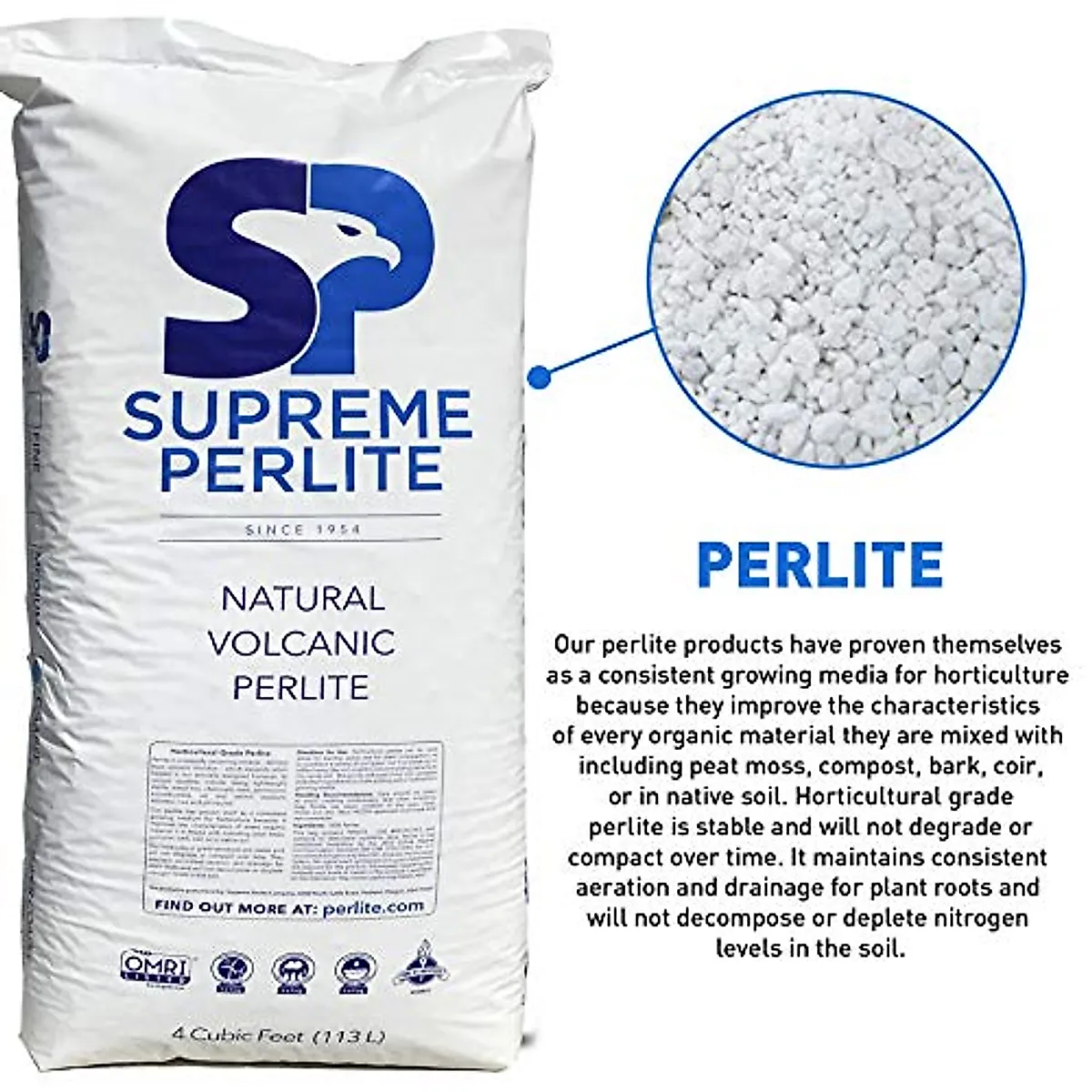 Supreme Perlite Horticultural Coarse Grade – Garden Indoor Outdoor Plants - 4 Cubic Feet (103 Quarts) 1 Bag